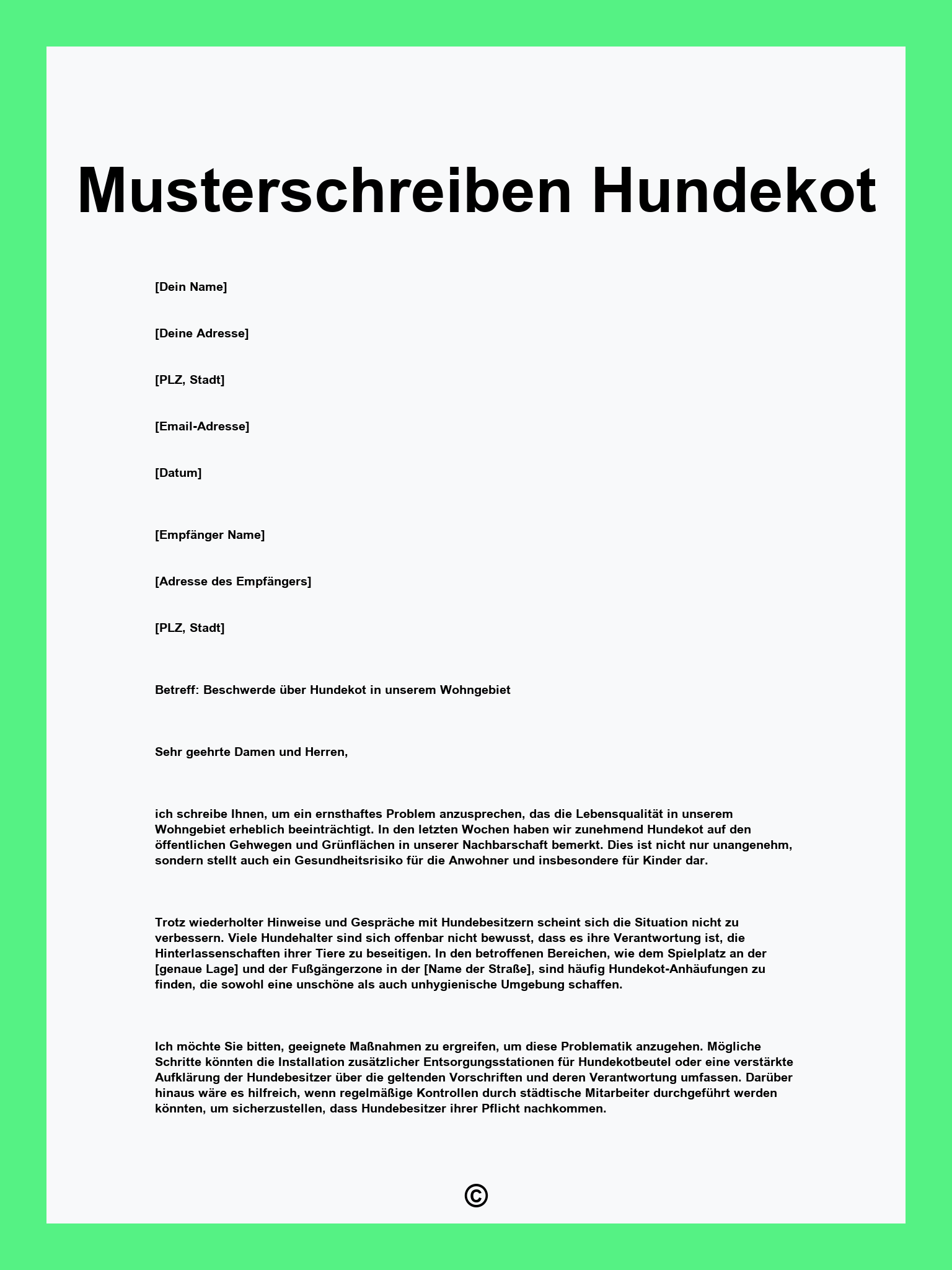Musterschreiben Hundekot