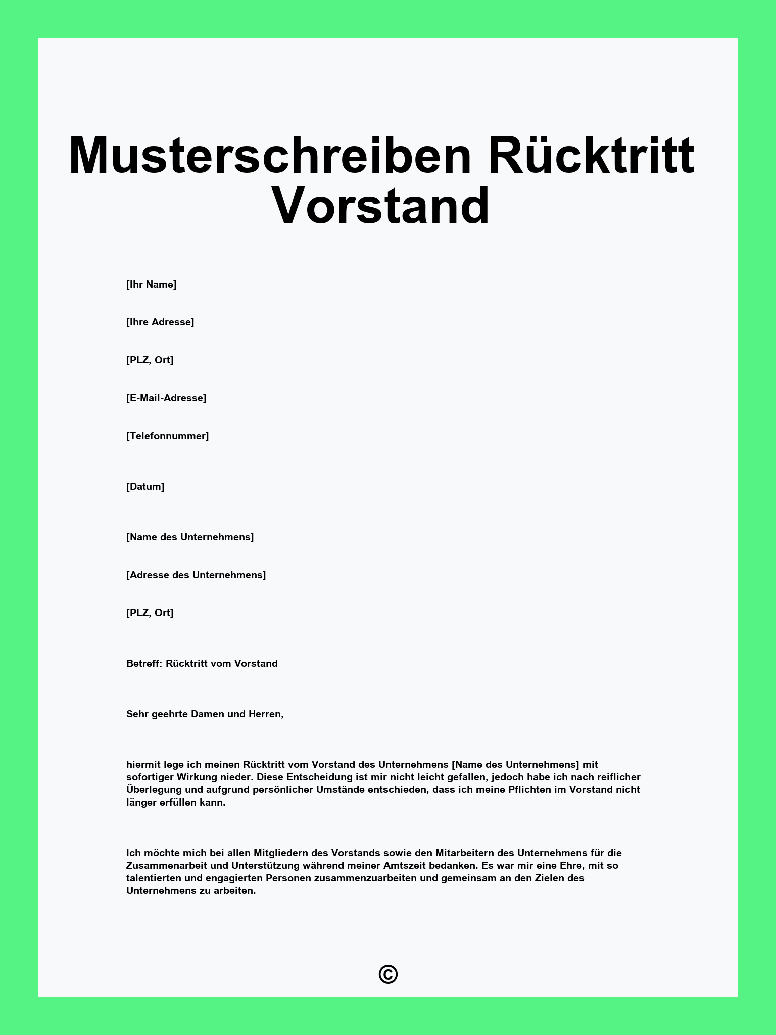 Musterschreiben Rücktritt Vorstand