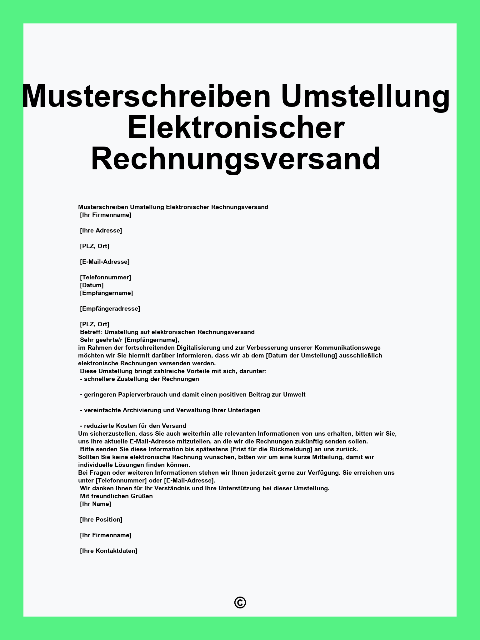 Musterschreiben Umstellung Elektronischer Rechnungsversand