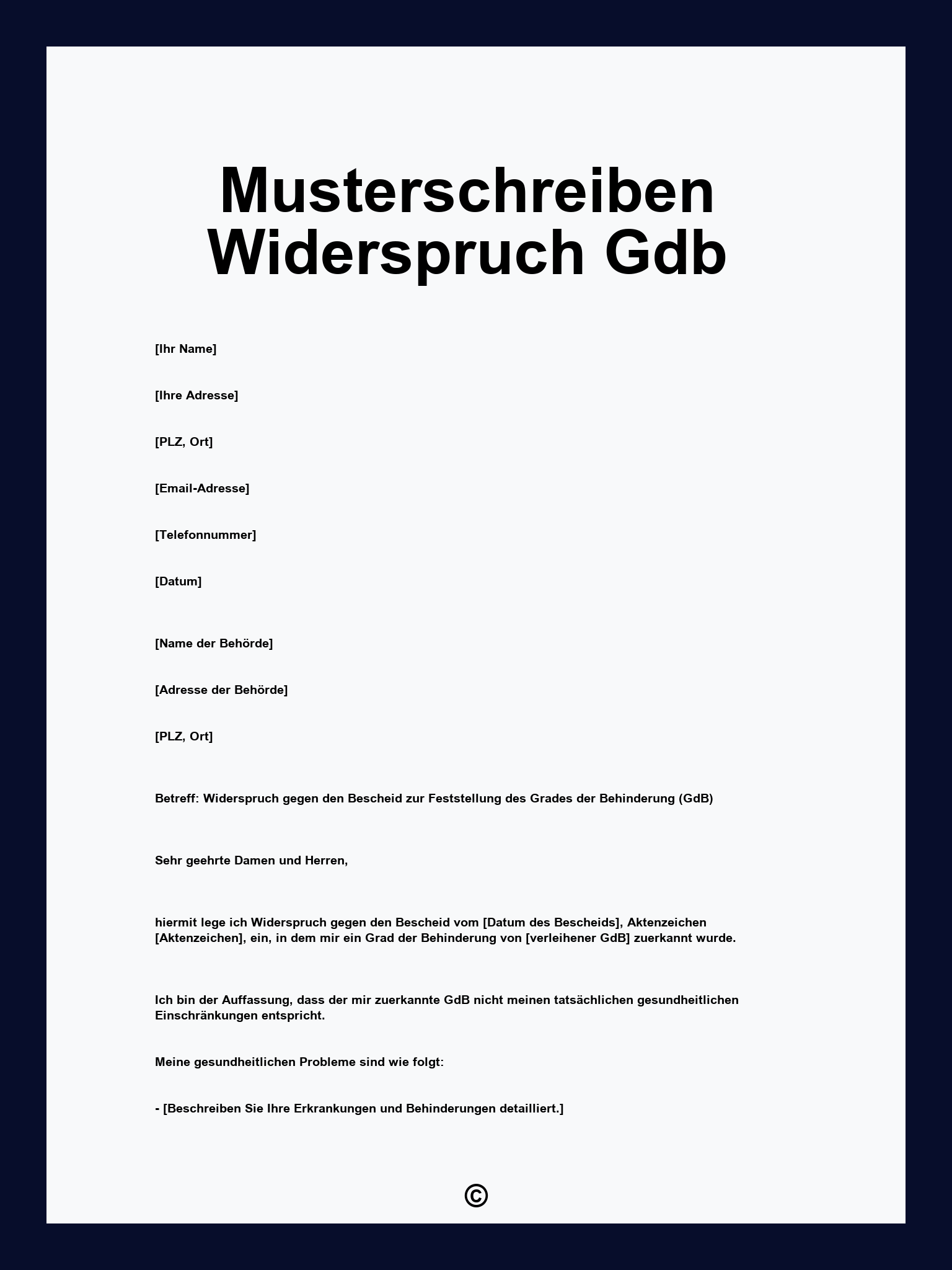 Musterschreiben Widerspruch Gdb