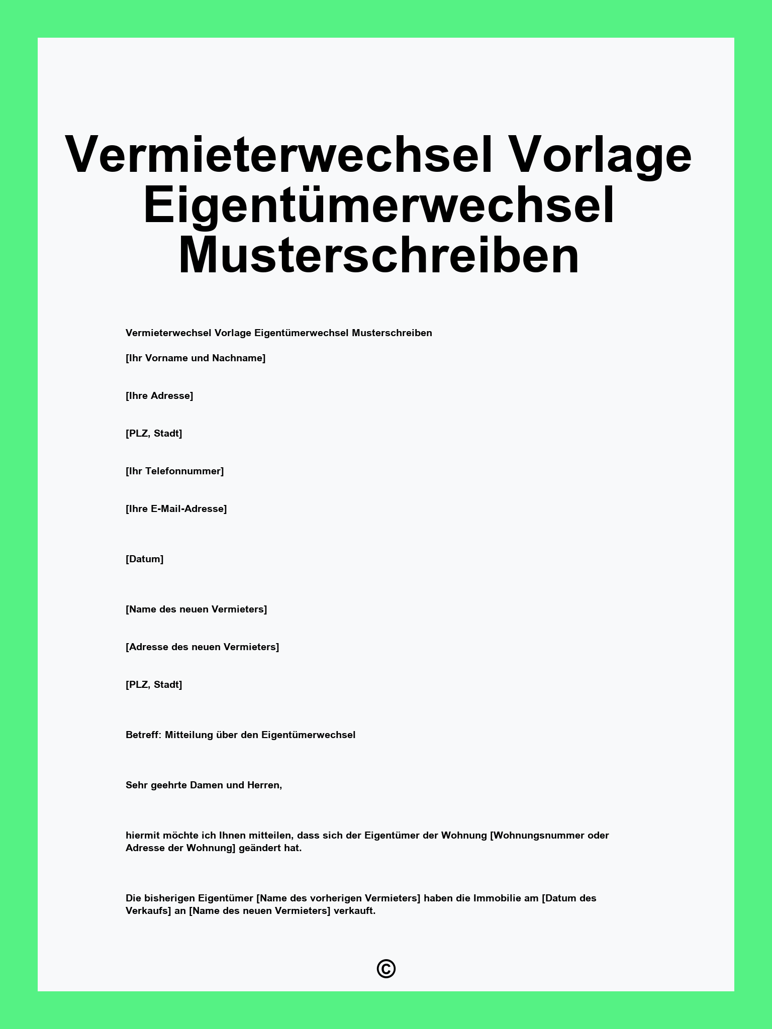 Vermieterwechsel Vorlage Eigentümerwechsel Musterschreiben